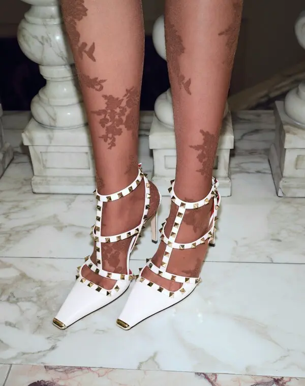 Valentino Garavani Rockstud Kidskin Pumps 100mm - White