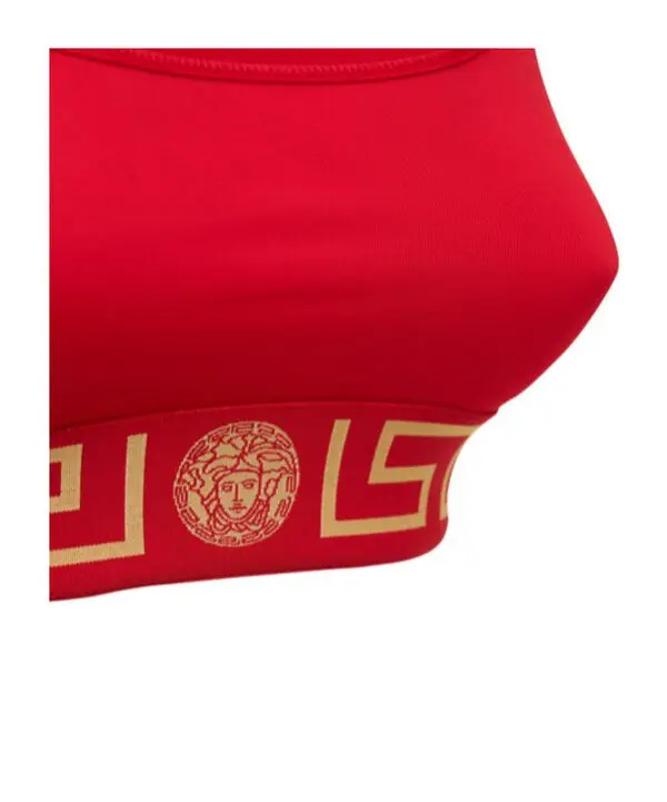 Versace Greca Logo Stretch Tech Sports Bra - Red