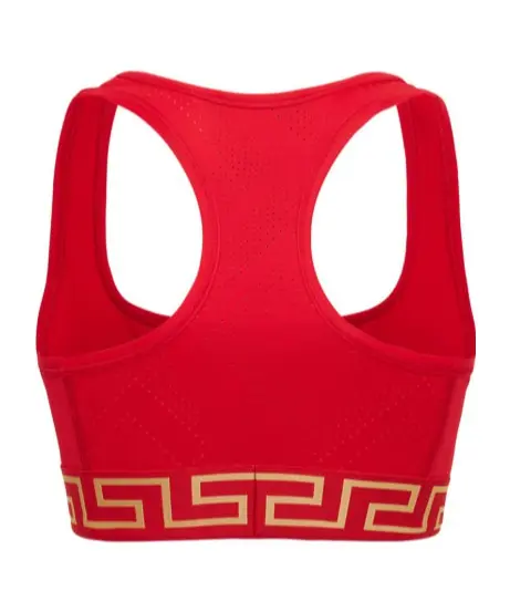 Versace Greca Logo Stretch Tech Sports Bra - Red