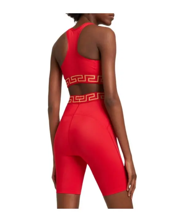 Versace Greca Logo Stretch Tech Sports Bra - Red