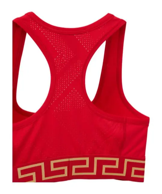 Versace Greca Logo Stretch Tech Sports Bra - Red