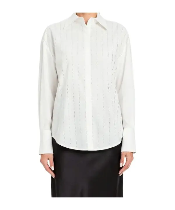 TWINSET Long-sleeved Shirt With Curved Hem - White