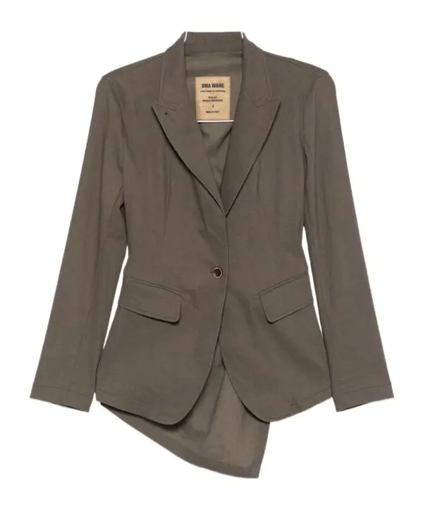 UMA WANG Single-breasted Blazer With Peak Lapels And Asymmetric Hem - Green