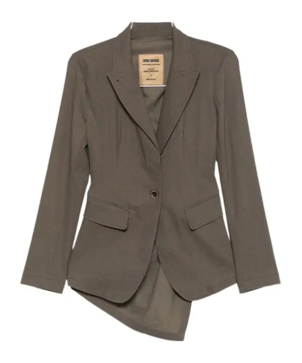 UMA WANG Single-breasted Blazer With Peak Lapels And Asymmetric Hem - Green