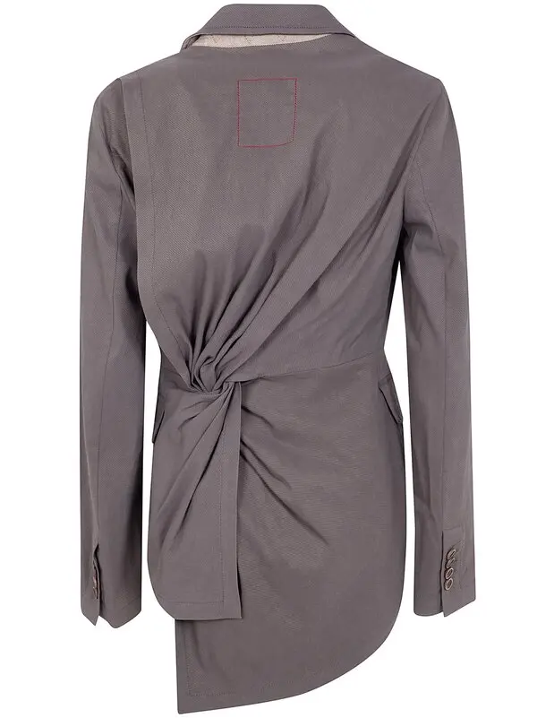 UMA WANG Single-breasted Blazer With Peak Lapels And Asymmetric Hem - Green