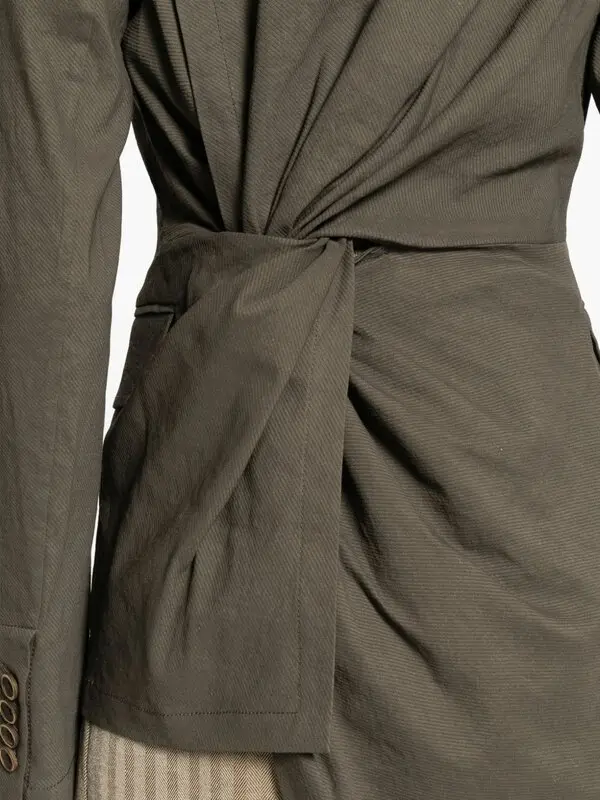 UMA WANG Single-breasted Blazer With Peak Lapels And Asymmetric Hem - Green