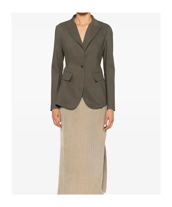 UMA WANG Single-breasted Blazer With Peak Lapels And Asymmetric Hem - Green