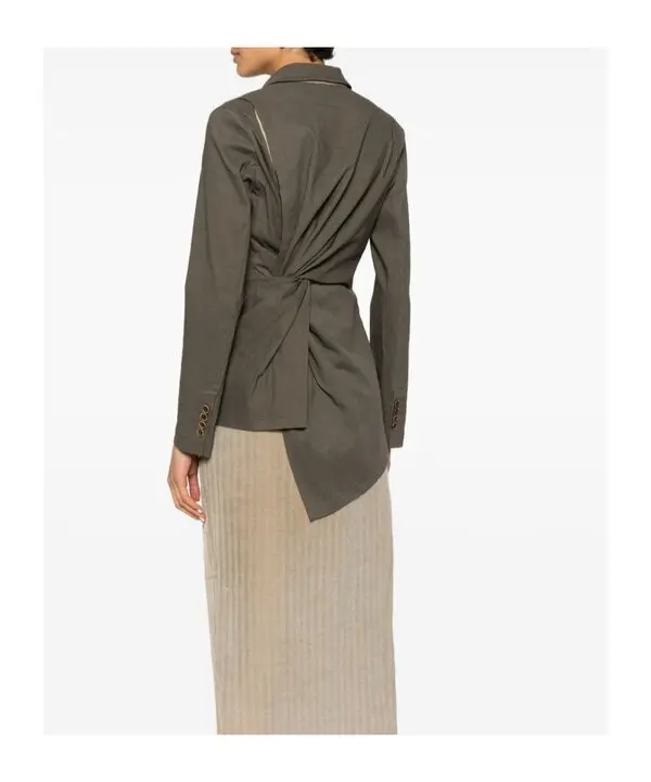 UMA WANG Single-breasted Blazer With Peak Lapels And Asymmetric Hem - Green