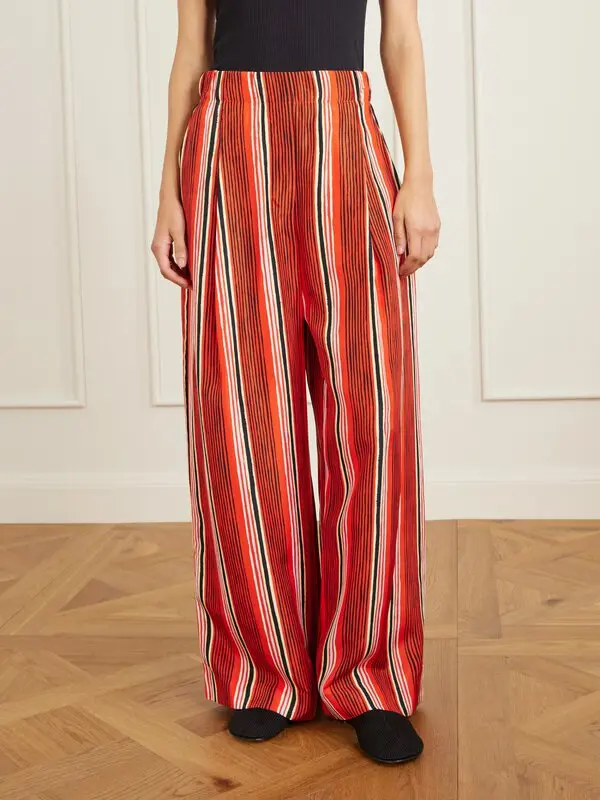 Proenza Schouler Amira Striped Wide Leg Pants - Red