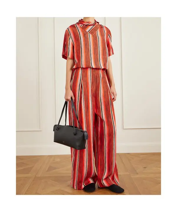 Proenza Schouler Amira Striped Wide Leg Pants - Red
