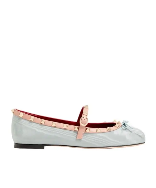 Valentino Garavani Mary Jane Rockstud Ballerina Flat In Moire Fabric - Multicolor