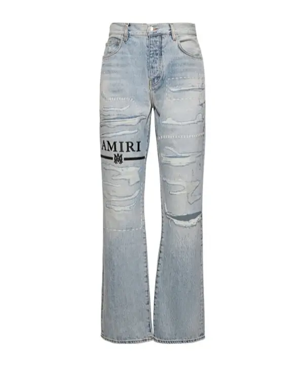 Amiri Bar Logo Straight Jeans - Gray