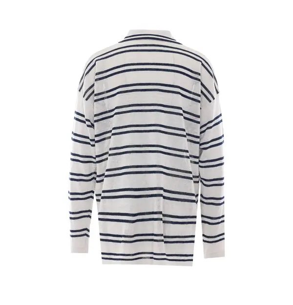 Max Mara Origine Striped Linen Cardigan - White