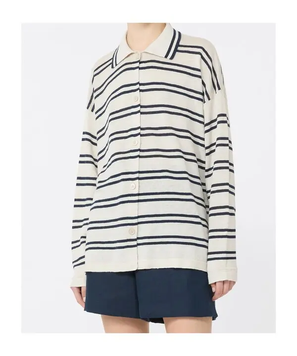 Max Mara Origine Striped Linen Cardigan - White