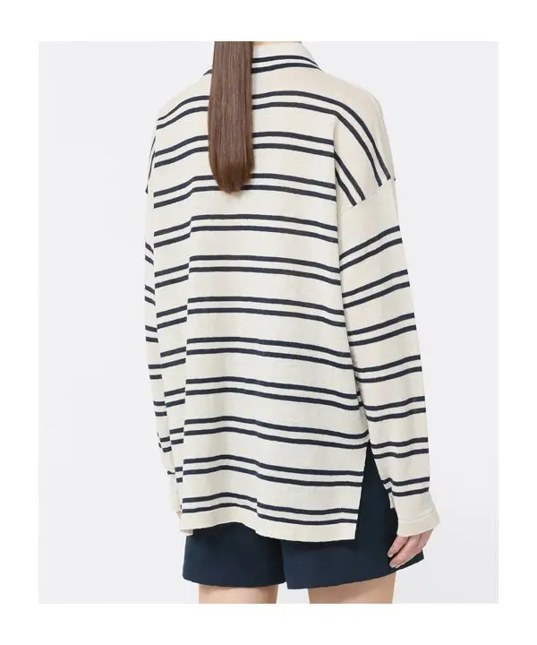 Max Mara Origine Striped Linen Cardigan - White