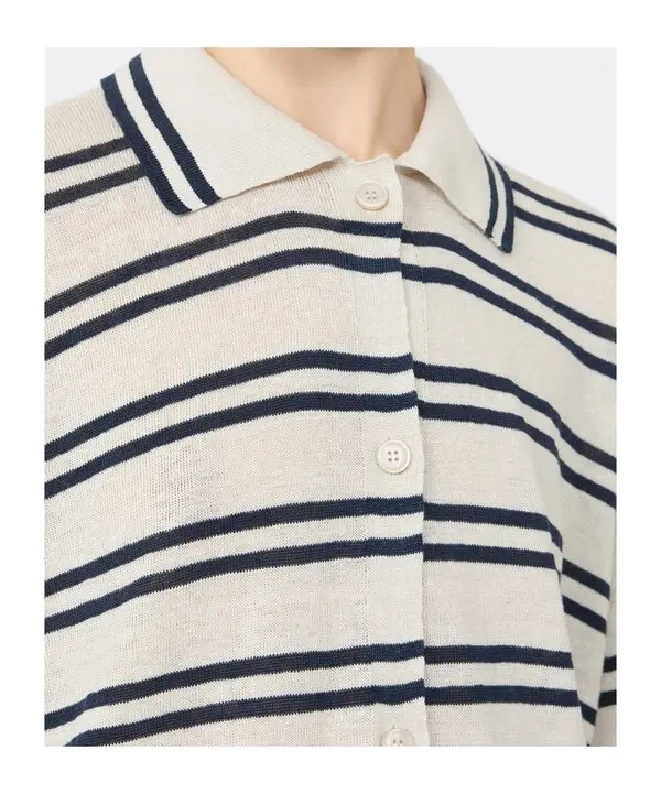 Max Mara Origine Striped Linen Cardigan - White