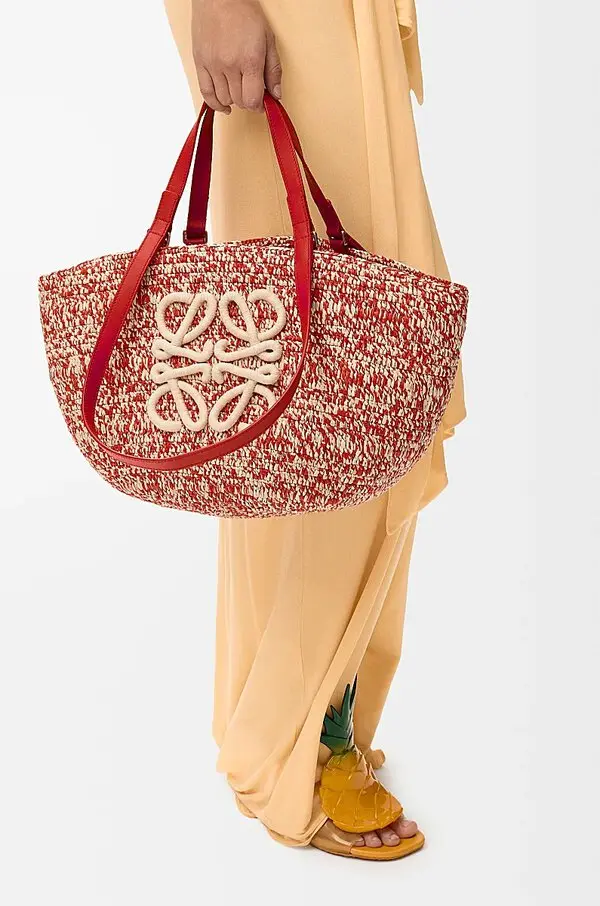 Loewe Woven Raffia Logo Tote Bag