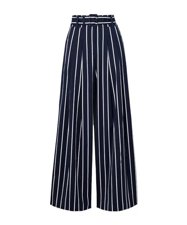 Veronica Beard Striped High-waisted Wide-leg Pants