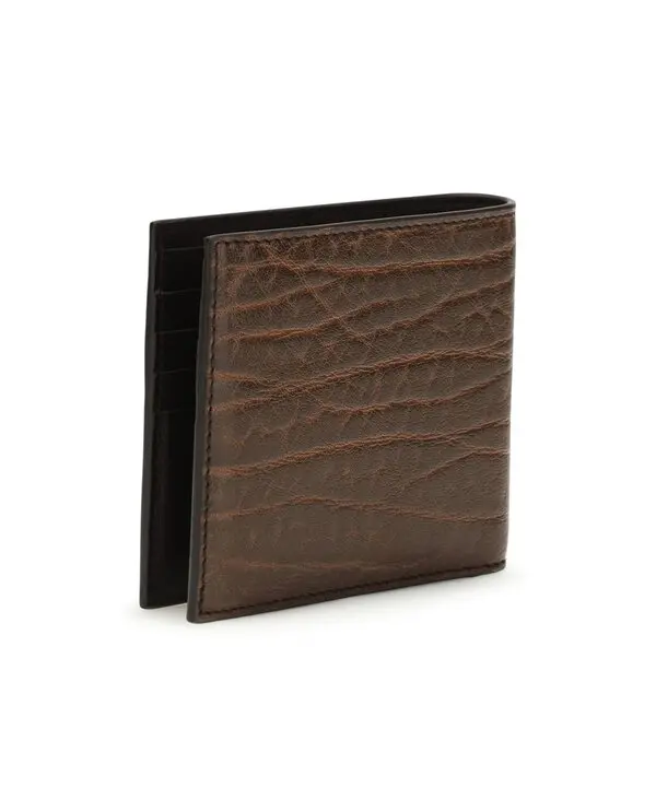FERRAGAMO Gancini Textured Bifold Wallet - Brown