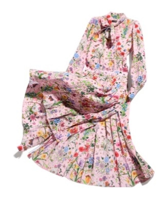 Gucci Allover Flora Print Silk Midi Dress