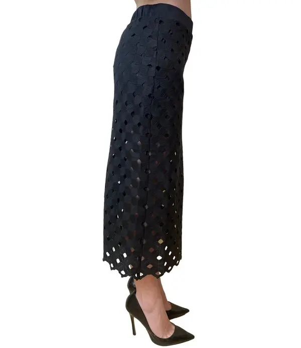 Max Mara Broderie Midi Skirt - Black