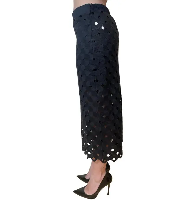 Max Mara Broderie Midi Skirt - Black