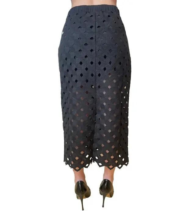 Max Mara Broderie Midi Skirt - Black