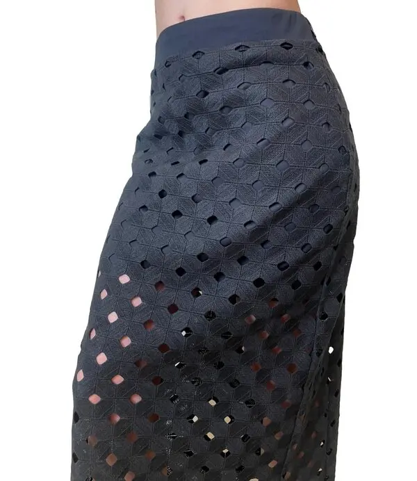 Max Mara Broderie Midi Skirt - Black