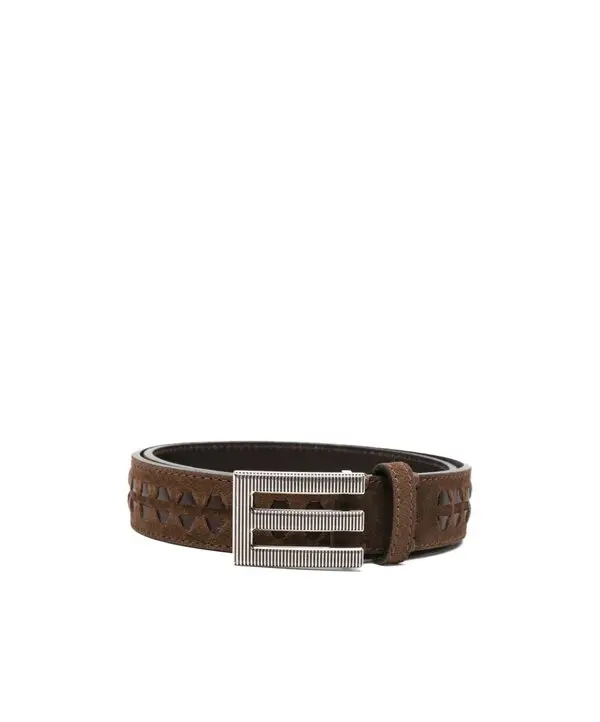 Etro Logo Buckle Leather Belt - Brown
