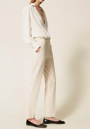 TWINSET Tailored Cigarette Trousers With Ironed Creases - White