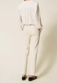 TWINSET Tailored Cigarette Trousers With Ironed Creases - White