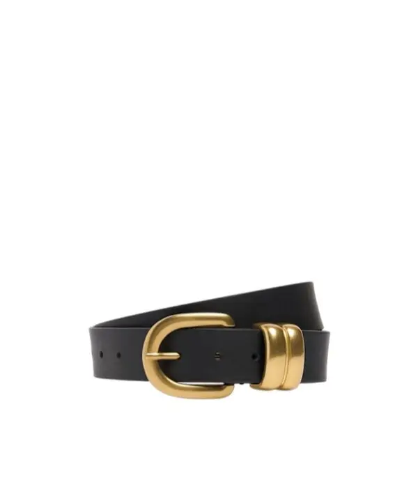 BY MALENE BIRGER Leather Belt With Gold Tone Hardware - Black