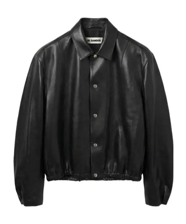 JIL SANDER Elasticated-hem Leather Jacket - Black