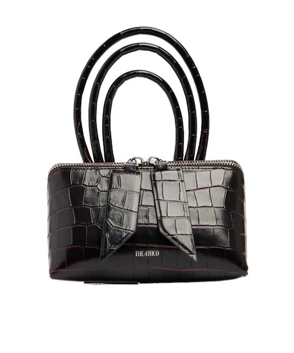 Attico Mini Friday Embossed Leather Bag - Black
