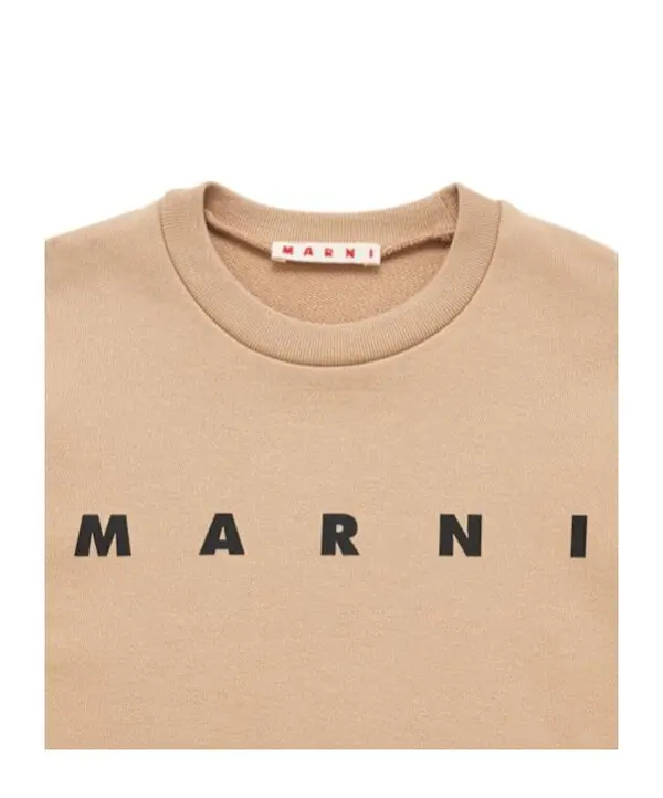 Marni Cotton Sweatshirt With Front Logo - Nude