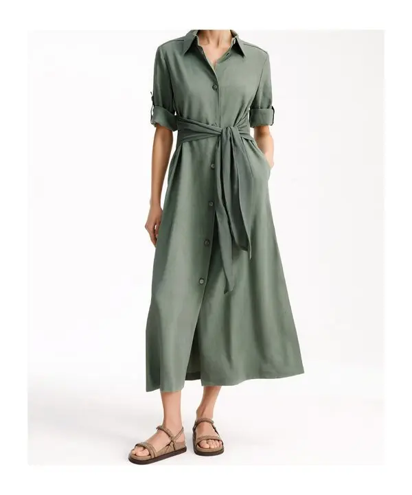 Marella Stretch Linen And Viscose Shirt Dress
