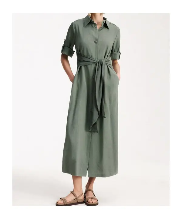 Marella Stretch Linen And Viscose Shirt Dress