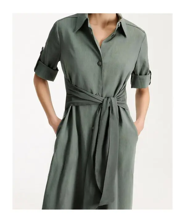 Marella Stretch Linen And Viscose Shirt Dress