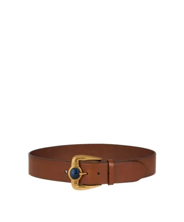 Etro Leather Belt With Jewel Buckle - Brown