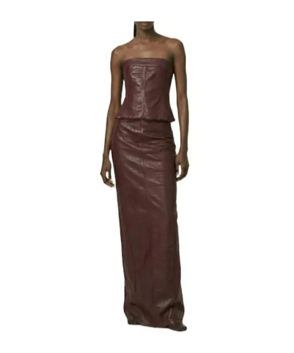 Rick Owens Denim Strapless Top - Red