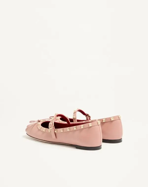 Valentino Garavani Rockstud Nappa Ballerina Flats - Pink