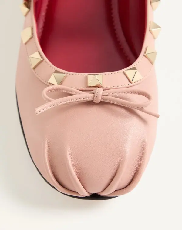 Valentino Garavani Rockstud Nappa Ballerina Flats - Pink
