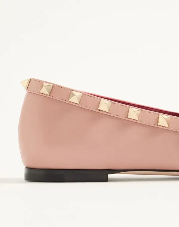 Valentino Garavani Rockstud Nappa Ballerina Flats - Pink