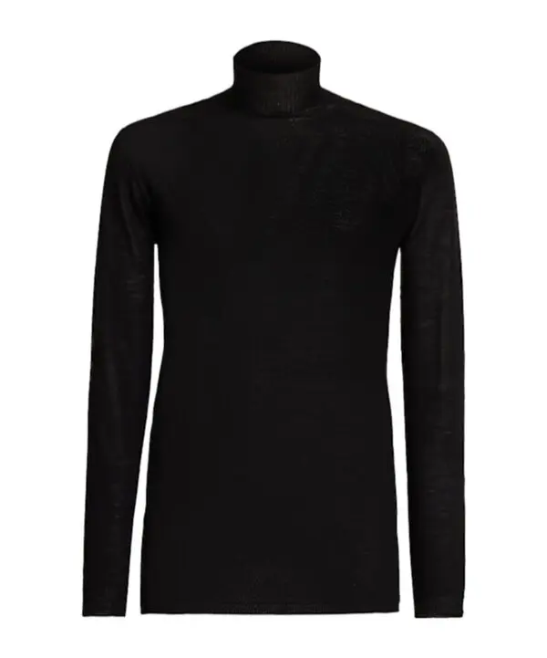 Rick Owens Level Turtleneck Wool Knit Top - Black