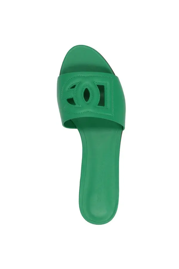 Dolce & Gabbana Dg Embossed Cut-out Slides - Green