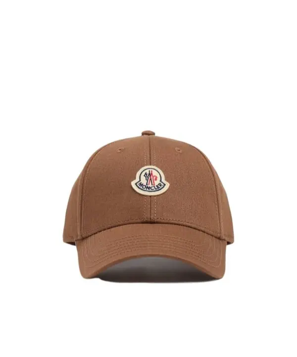 Moncler Logo Cotton Gabardine Baseball Cap - Brown