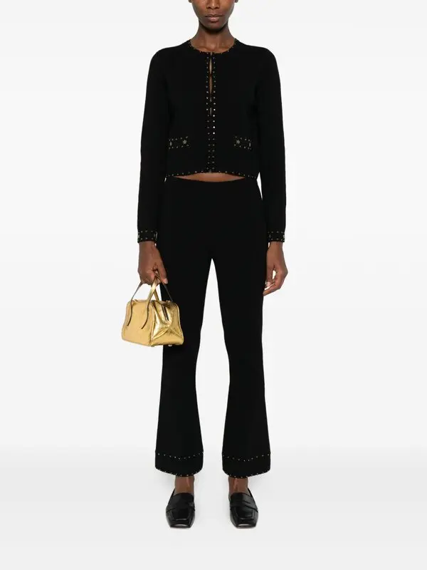 TWINSET Rhinestone-embellished Flared Trousers - Black