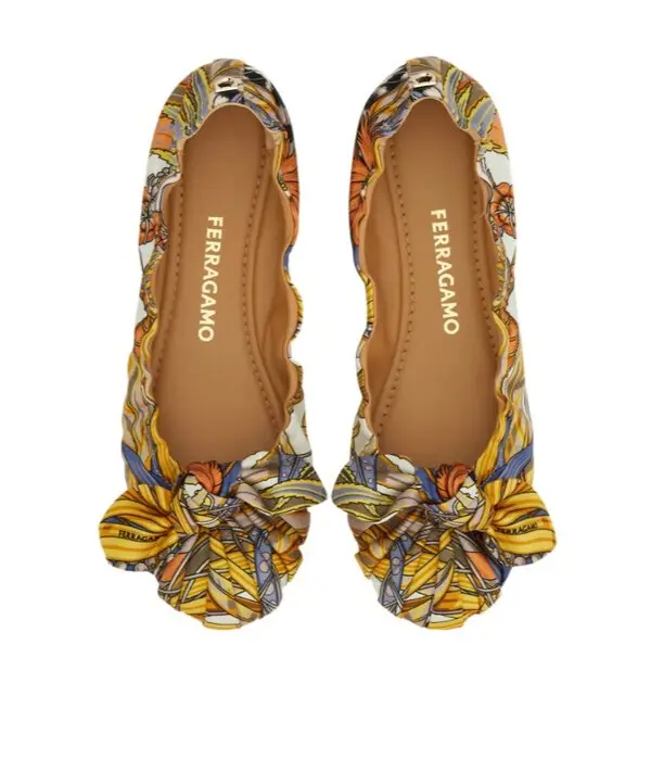 FERRAGAMO Embellished Bow Ballet Flats - Multicolor