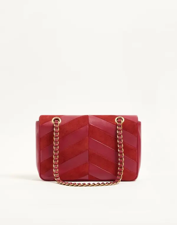 Valentino Garavani Djuna Medium Chain Bag In Suede And Nappa With Chevron Pattern