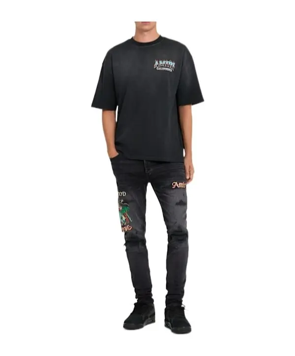 Amiri Skinny Jeans With Embroidery And Distressing